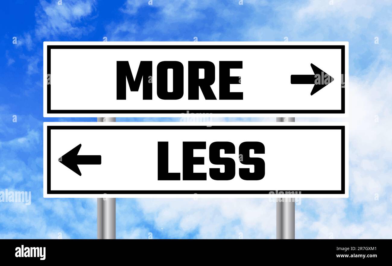 More or less road sign on sky background Stock Photo - Alamy