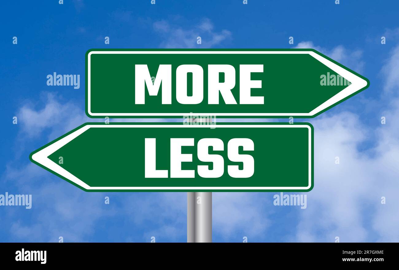 More or less road sign on sky background Stock Photo - Alamy