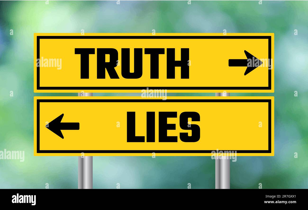 Truth or lies road sign on blur background Stock Photo - Alamy
