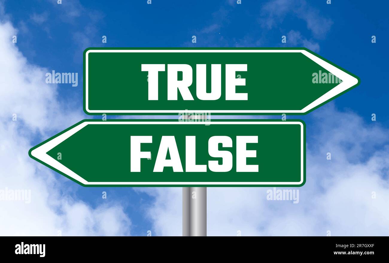 True or false road sign on blue sky background Stock Photo - Alamy
