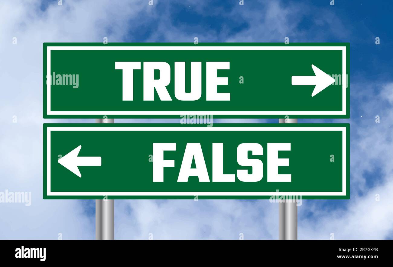 True or false road sign on blue sky background Stock Photo - Alamy