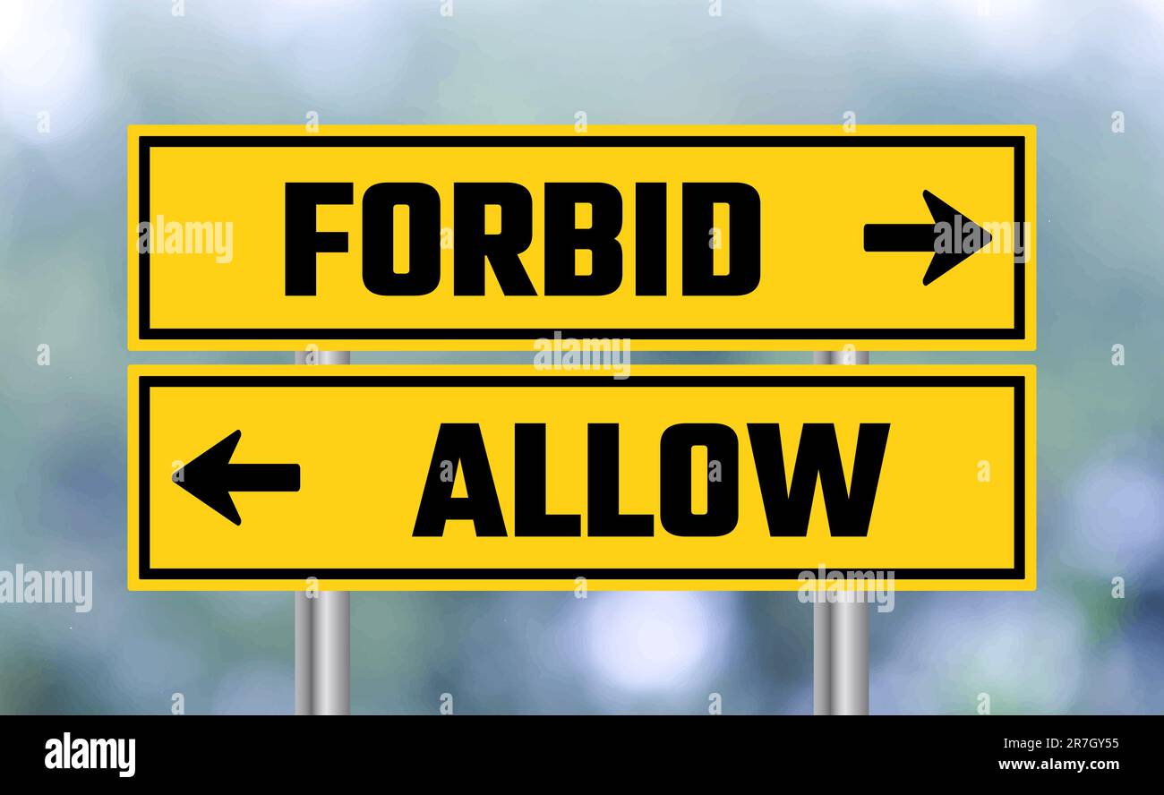 Forbid or allow road sign on blur background Stock Photo - Alamy