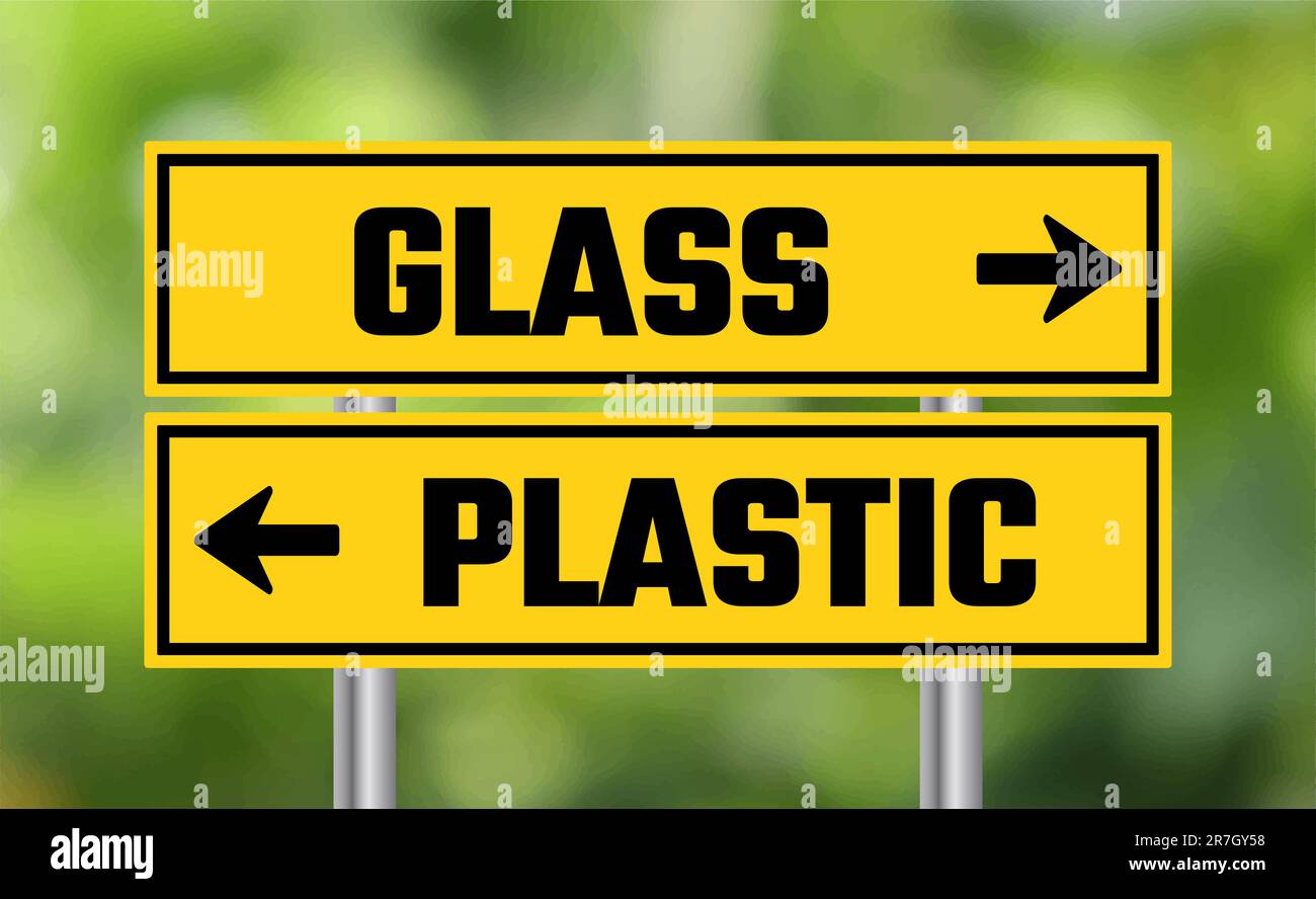 Glass or plastic road sign on blur background Stock Photo - Alamy