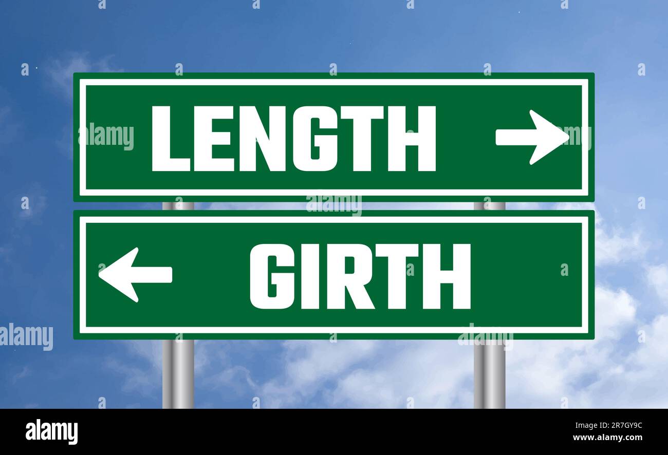 Length or girth road sign on blue sky background Stock Photo - Alamy
