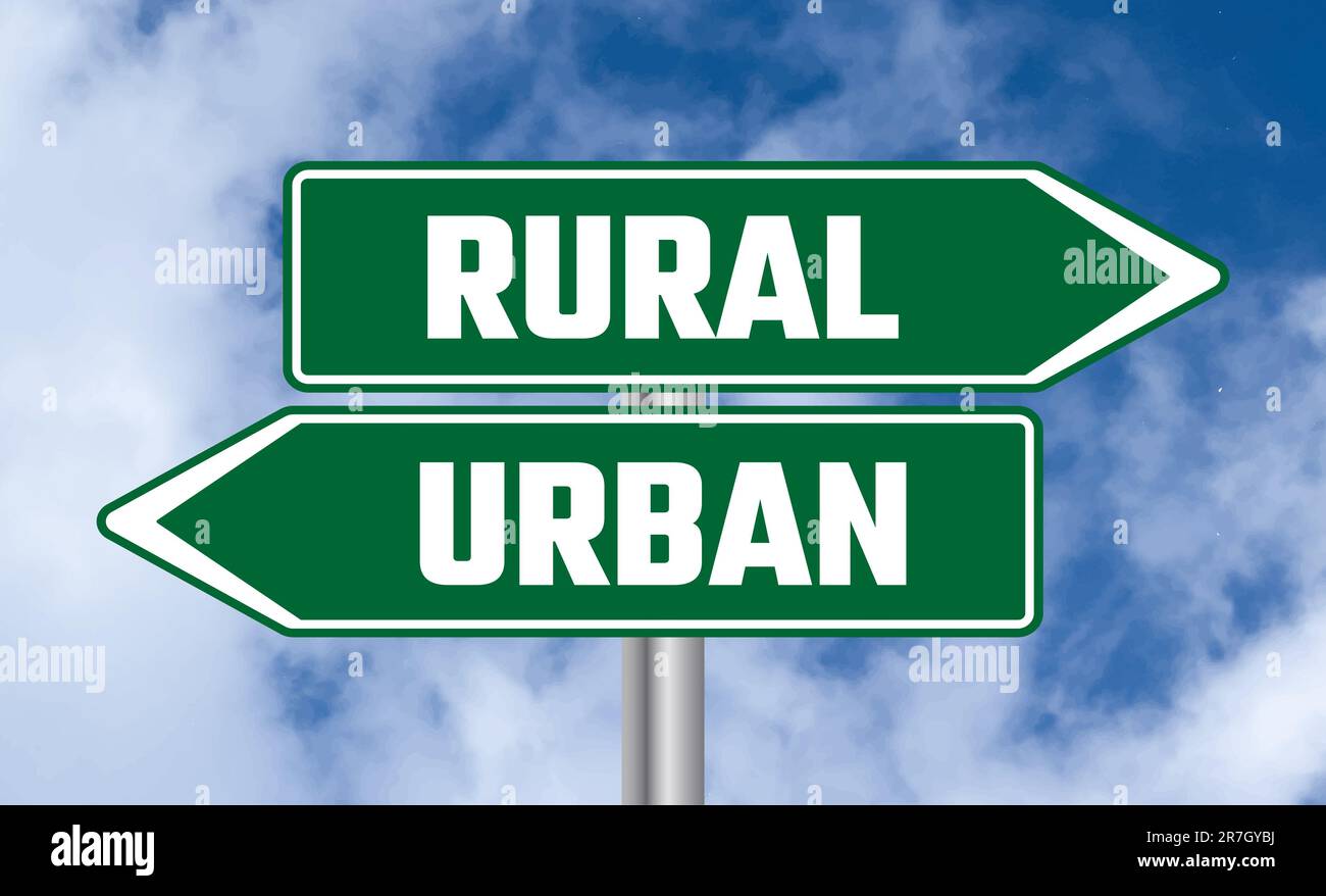 Rural or urban road sign on sky background Stock Photo - Alamy