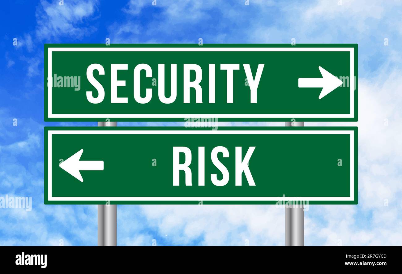 Security or risk road sign on cloudy sky background Stock Photo - Alamy