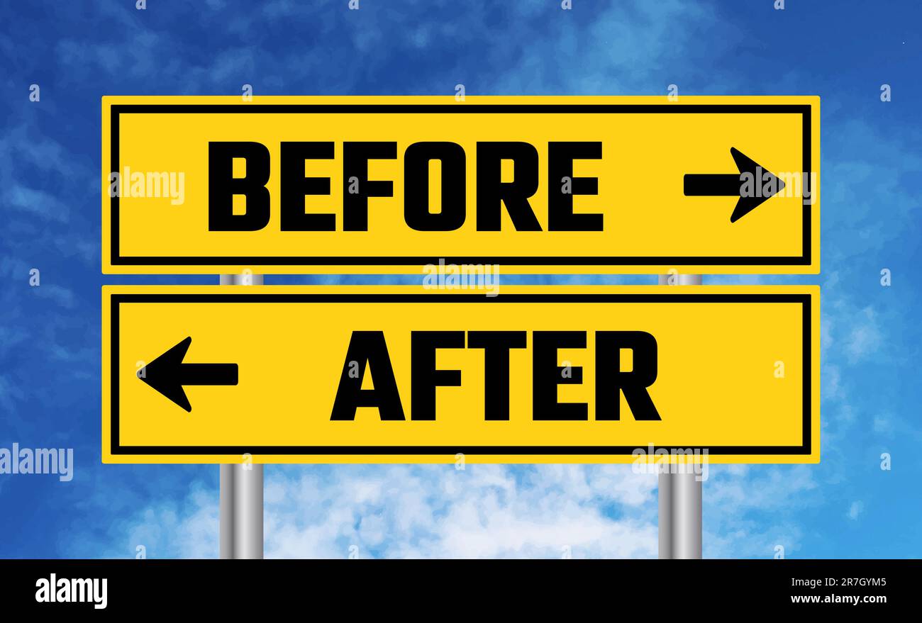 Before and after road sign hi-res stock photography and images - Alamy