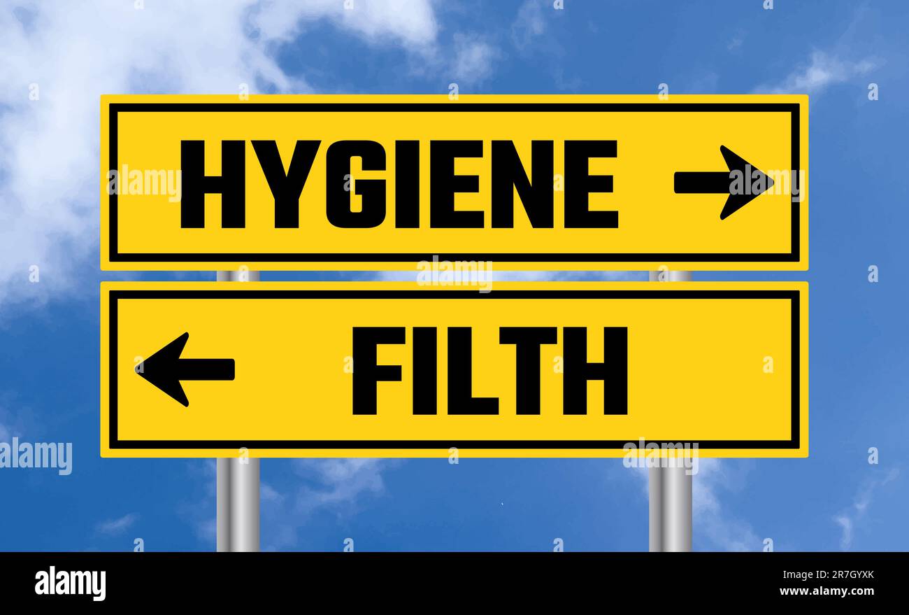 Hygiene or filth road sign on cloudy sky background Stock Photo - Alamy