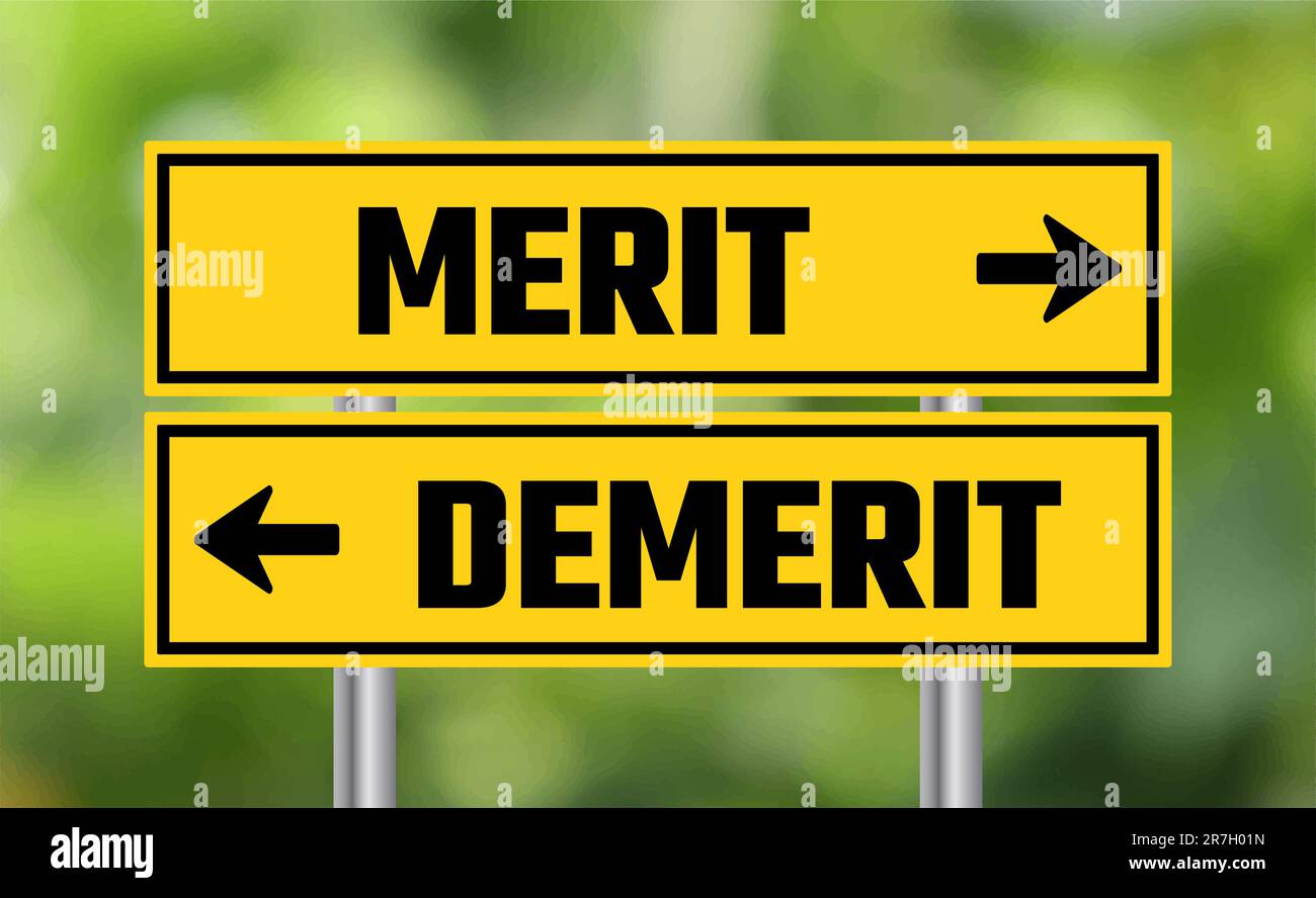 Merit or demerit road sign on blur background Stock Photo - Alamy