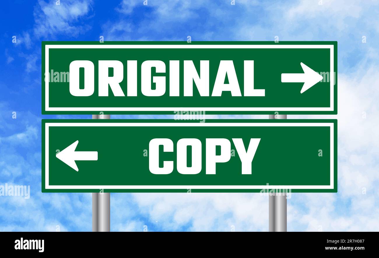 Original or copy road sign on cloudy sky background Stock Photo - Alamy