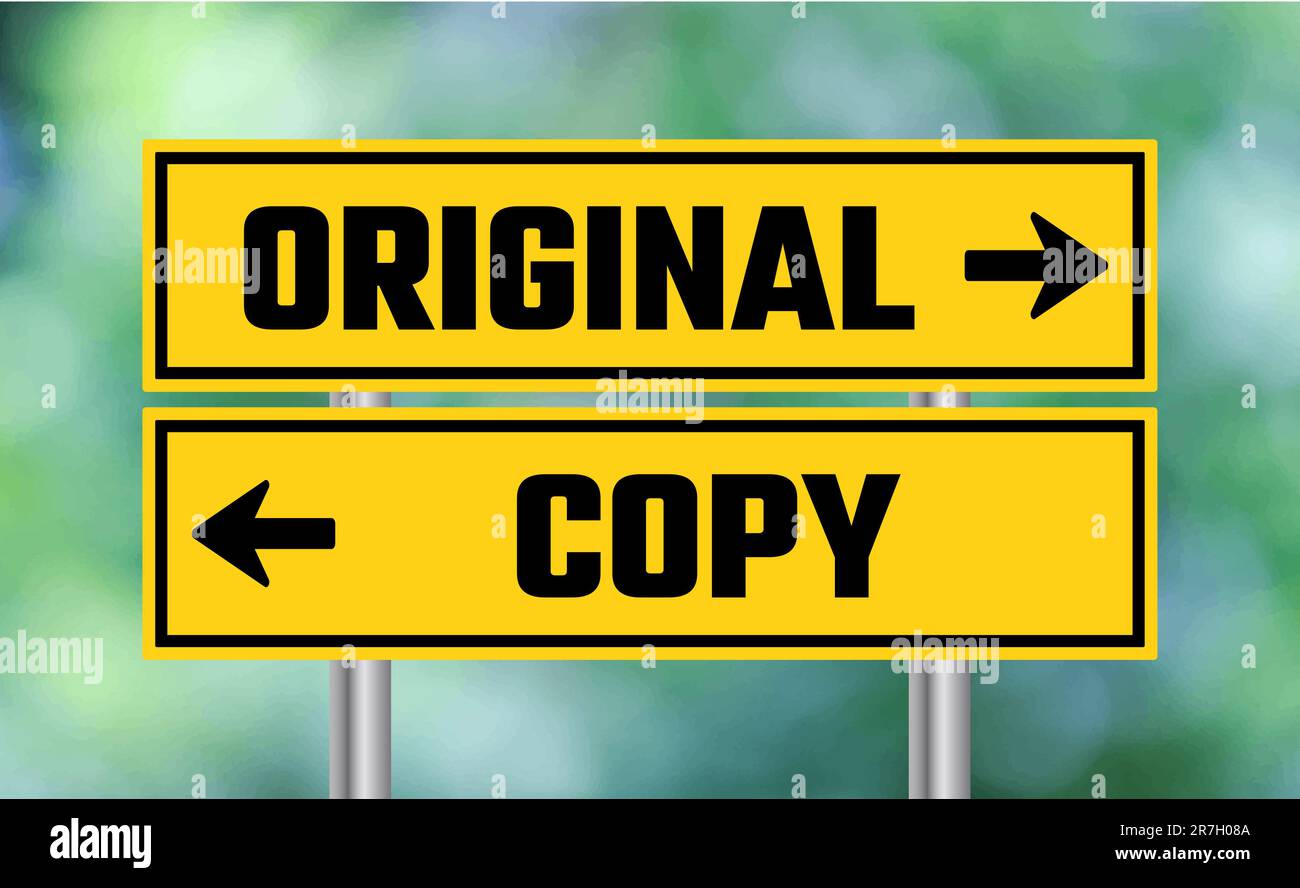Original or copy road sign on blur background Stock Photo - Alamy