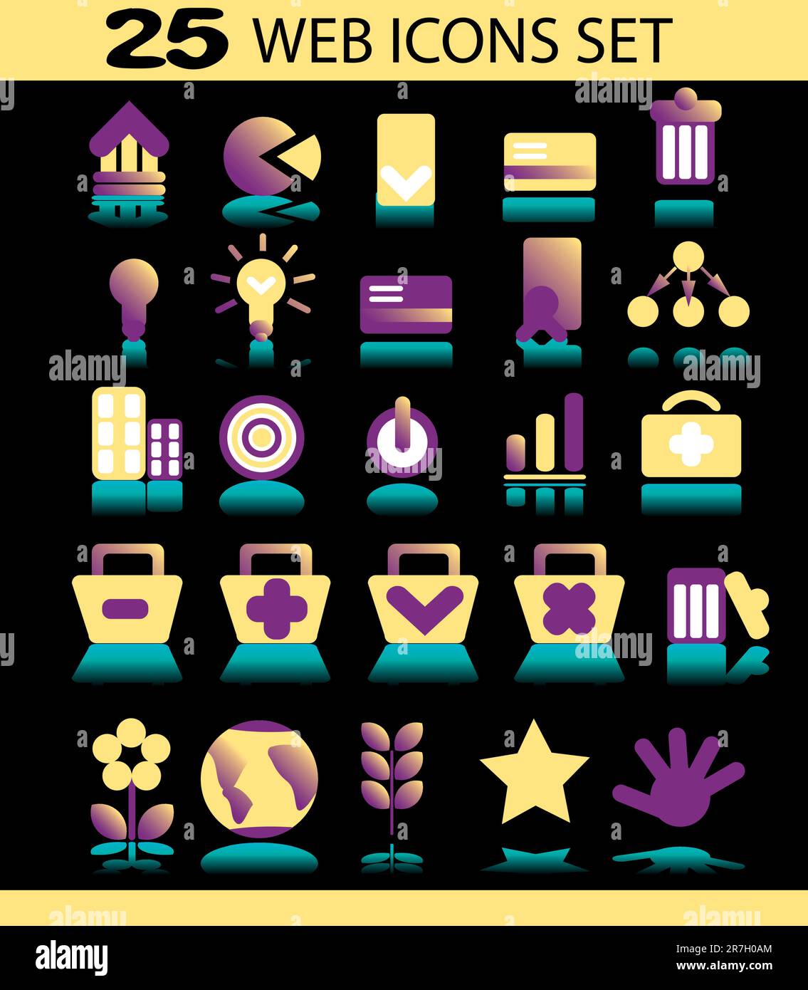 25 web icons set on dark background Stock Vector Image & Art - Alamy