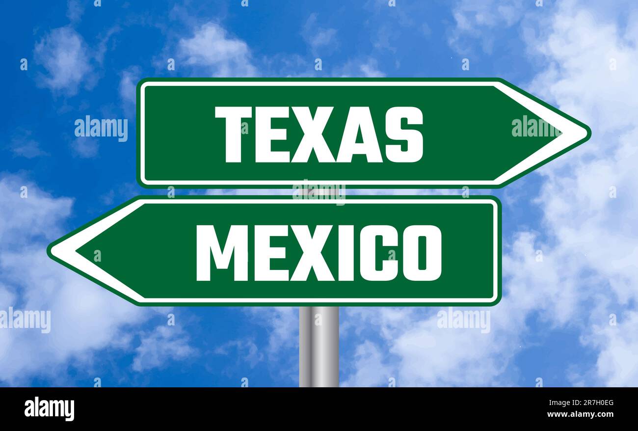 Texas or mexico road sign on cloudy sky background Stock Photo - Alamy