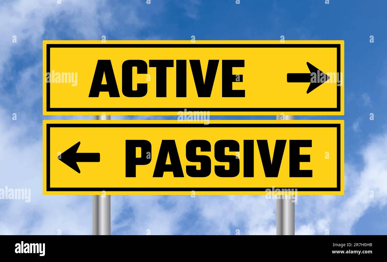 Active or passive road sign on sky background Stock Photo - Alamy
