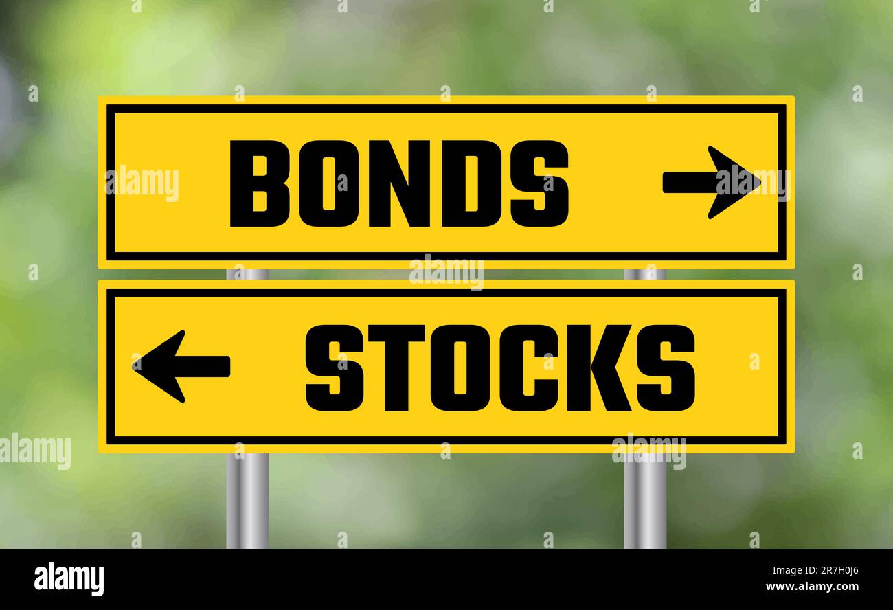 Bonds or stocks road sign on blur background Stock Photo - Alamy