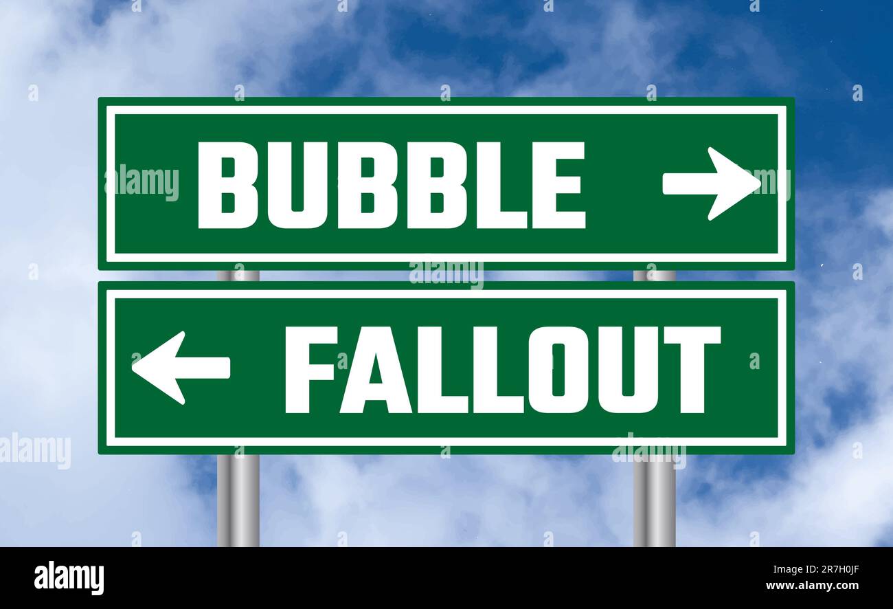 Bubble or fallout road sign on sky background Stock Photo - Alamy