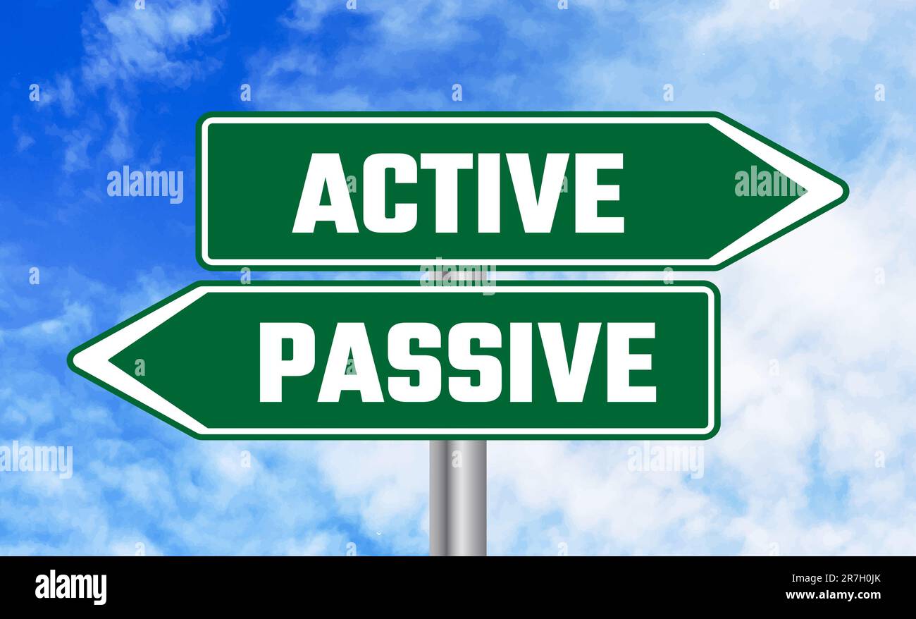 Active or passive road sign on sky background Stock Photo - Alamy