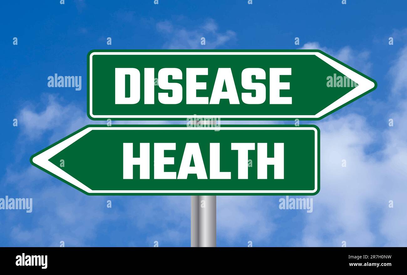 Disease or health road sign on cloudy sky background Stock Photo - Alamy