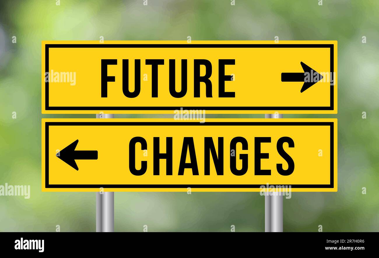 Future or changes road sign on blur background Stock Photo - Alamy
