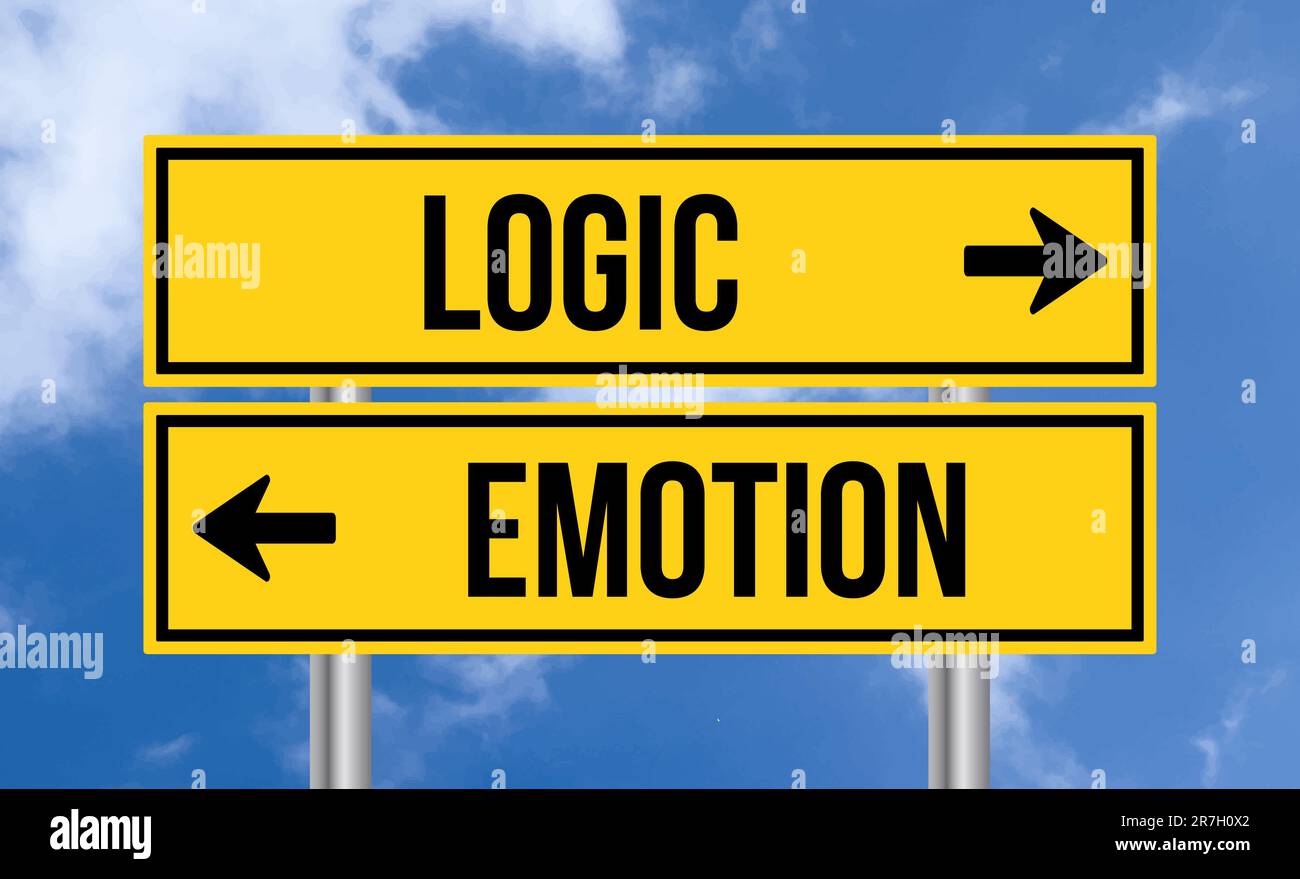 Logic or emotion road sign on sky background Stock Photo - Alamy