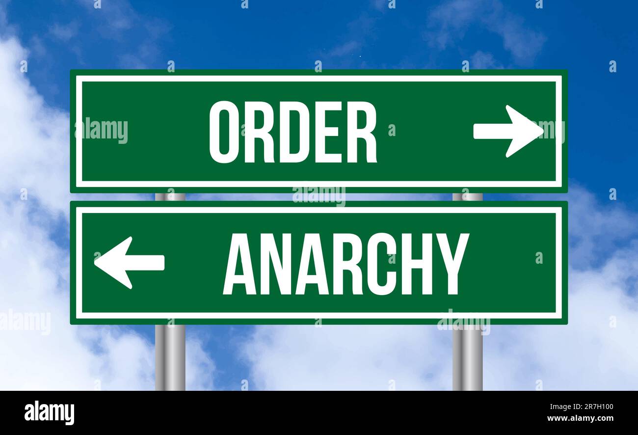 Order or anarchy road sign on sky background Stock Photo - Alamy
