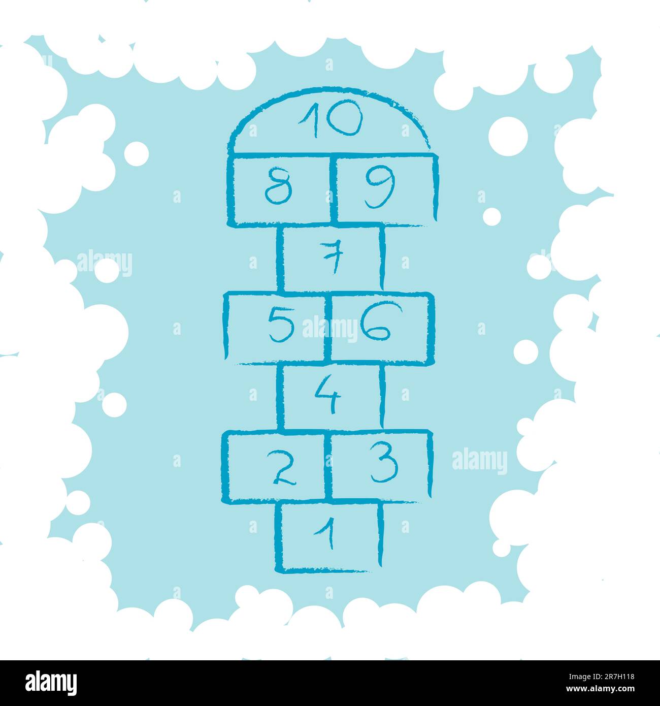 hopscotch and bubbles composition, abstract vector art illustration ...