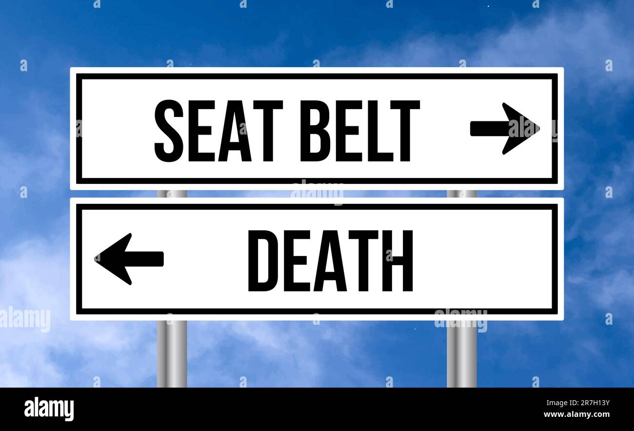 Seat belt or death road sign on sky background Stock Photo - Alamy