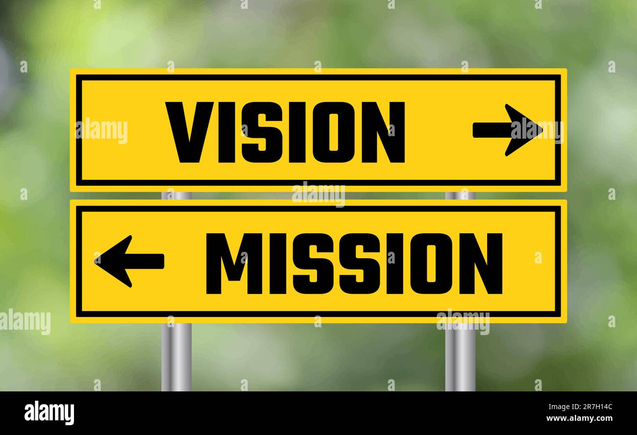 Vision or mission road sign on blur background Stock Photo - Alamy