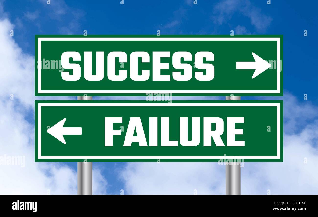 Success or failure road sign on cloudy sky background Stock Photo - Alamy