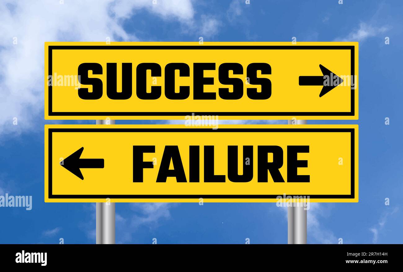 Success or failure road sign on cloudy sky background Stock Photo - Alamy
