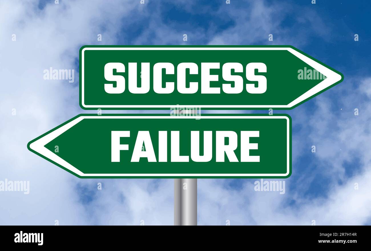 Success or failure road sign on cloudy sky background Stock Photo - Alamy