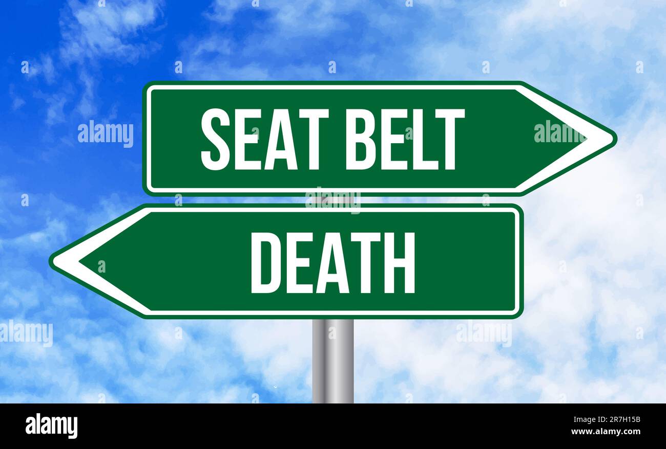 Seat belt or death road sign on sky background Stock Photo - Alamy