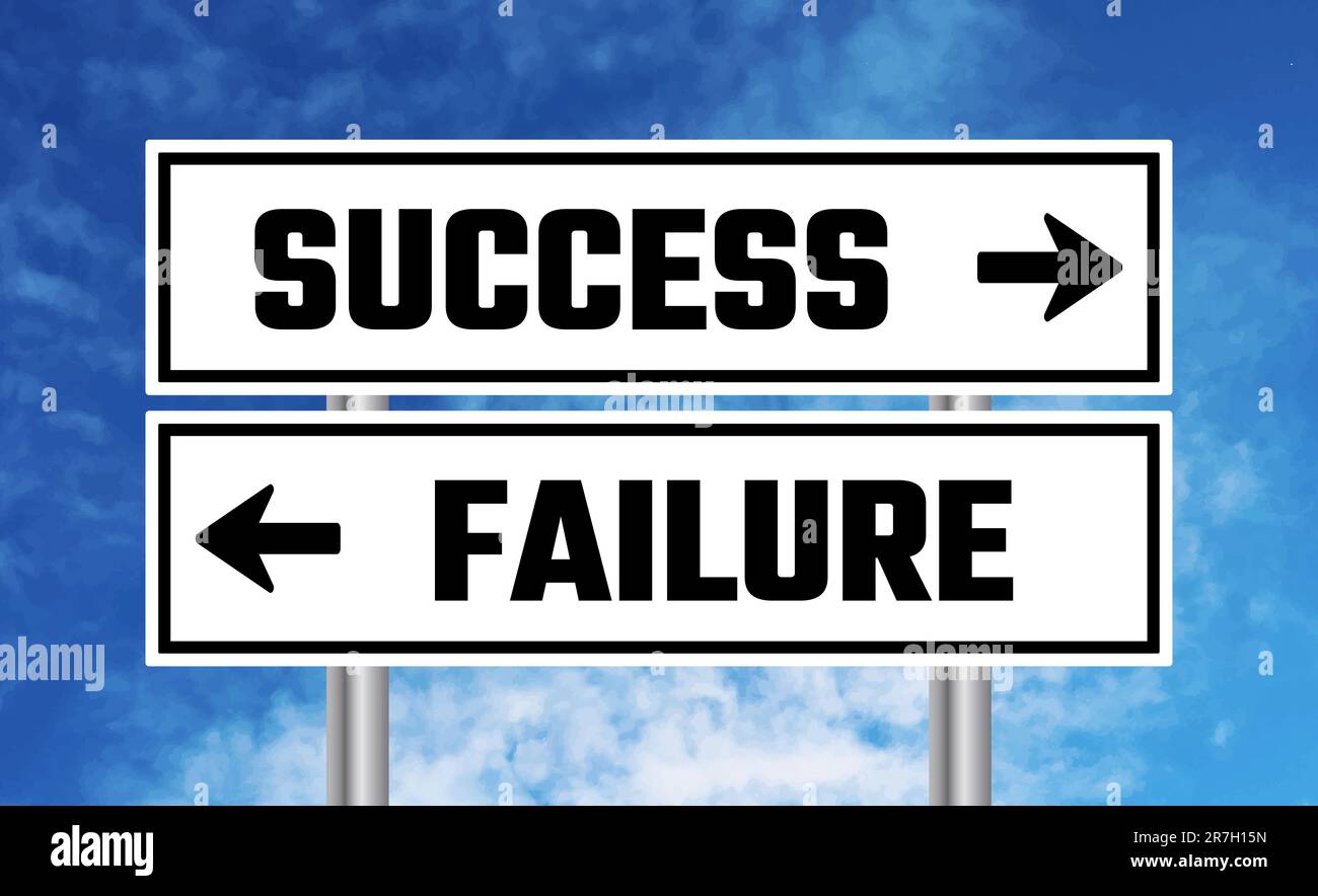 Success or failure road sign on cloudy sky background Stock Photo - Alamy
