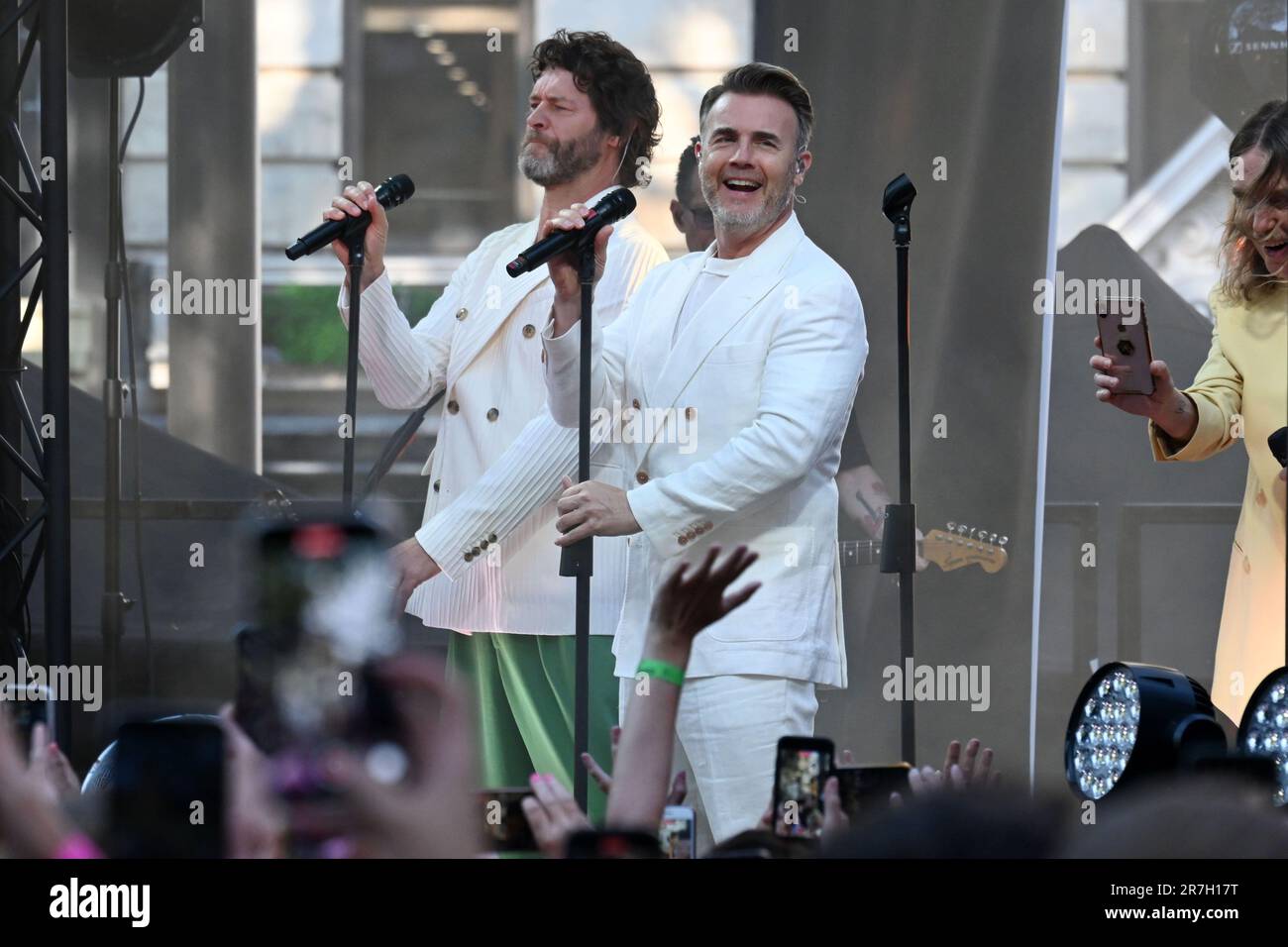 London, UK. 15th June, 2023. Howard Donald and Gary Barlow of Take That ...
