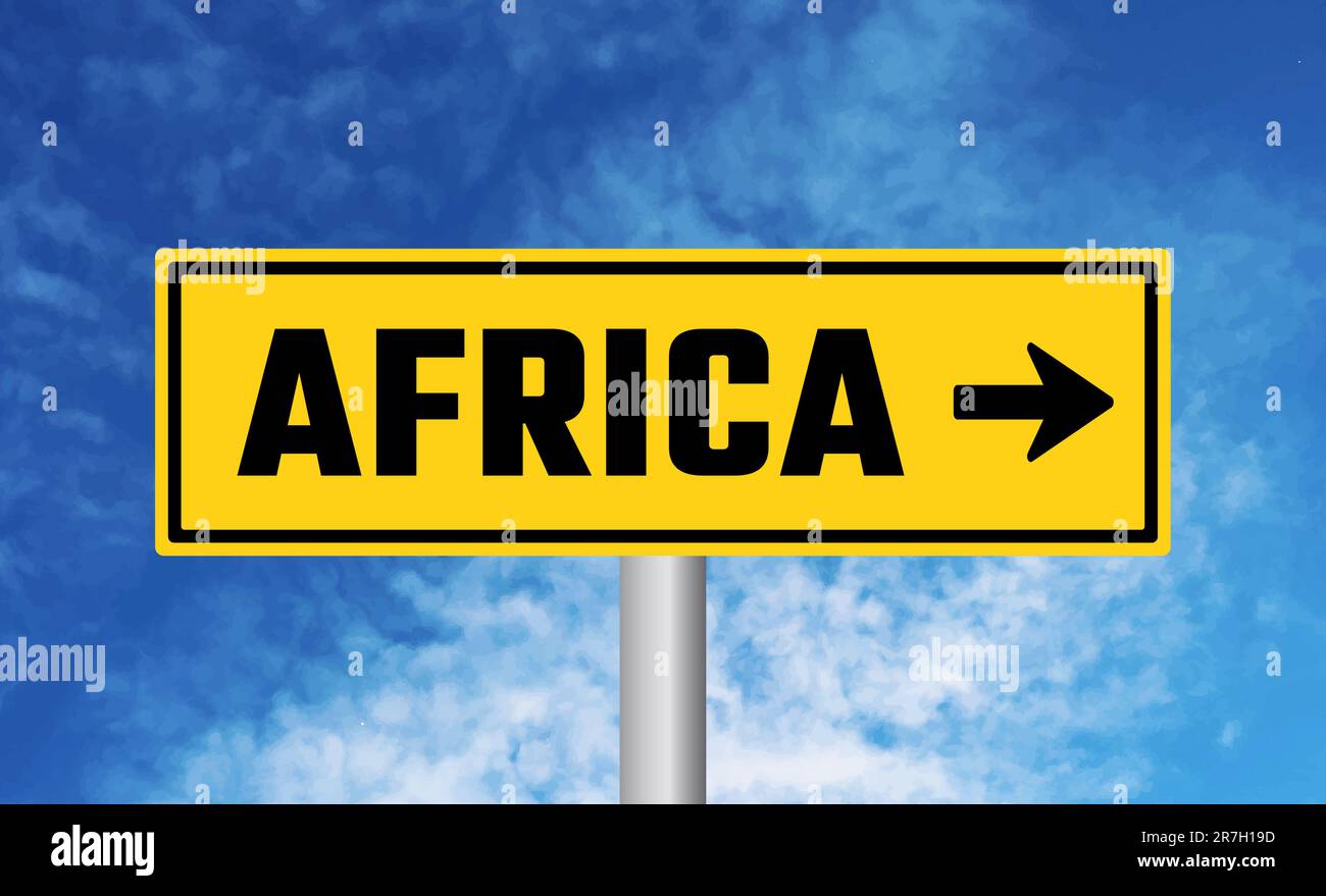Africa road sign on blue sky background Stock Photo - Alamy