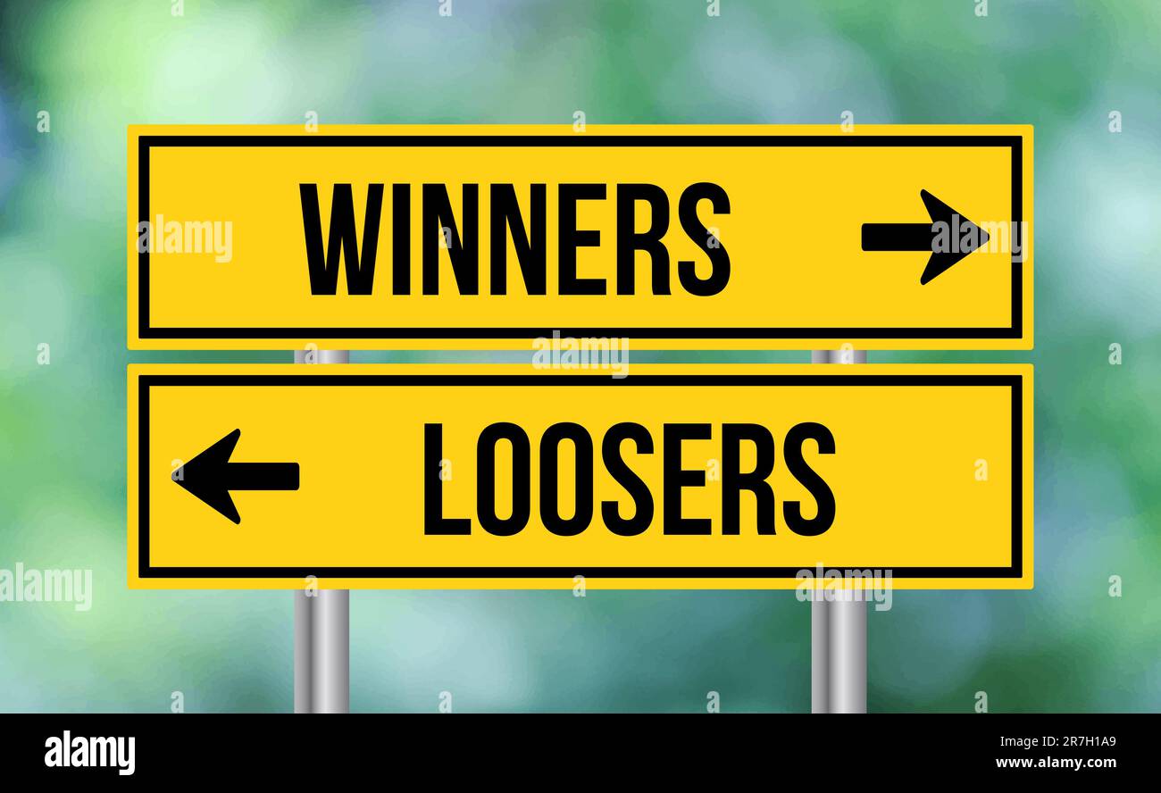 Winners or loosers road sign on blur background Stock Photo - Alamy