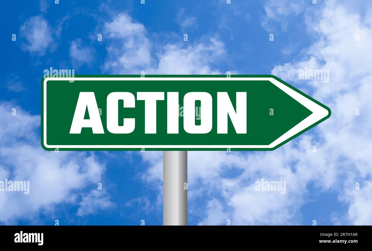 Action road sign on hi-res stock photography and images - Alamy