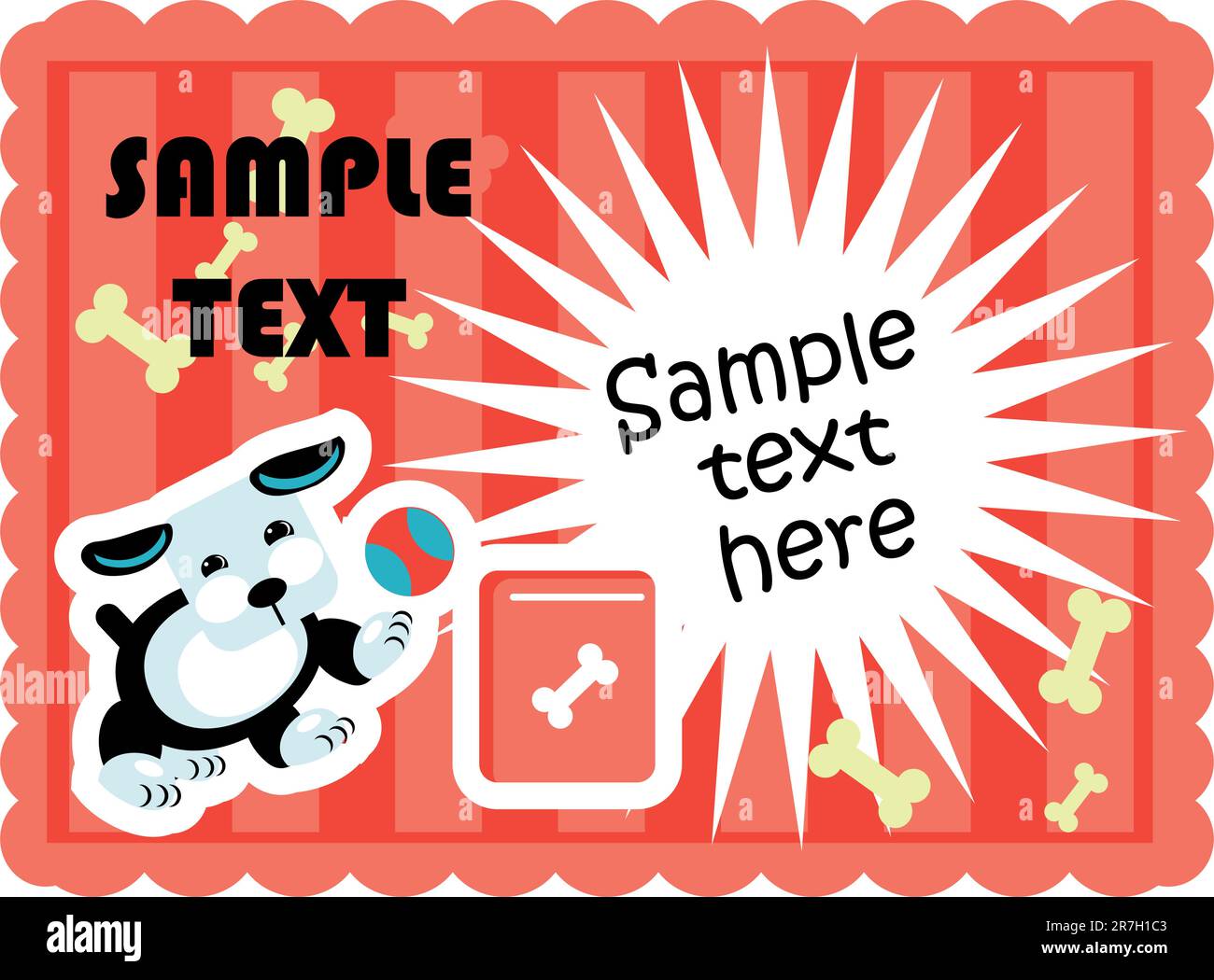 Cute dogs food card template vector poster paper tag with flash Stock ...