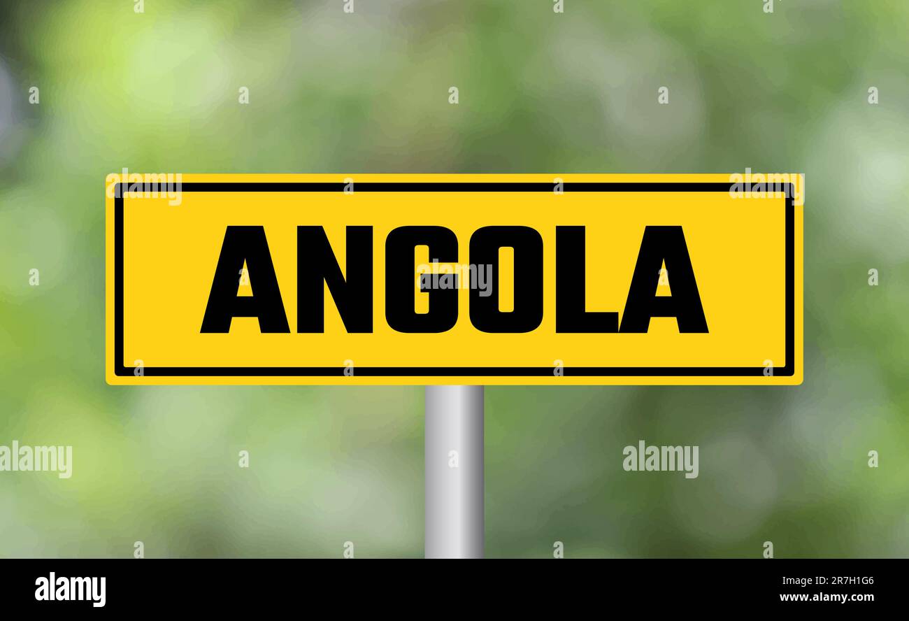 Angola road sign on blur background Stock Photo - Alamy
