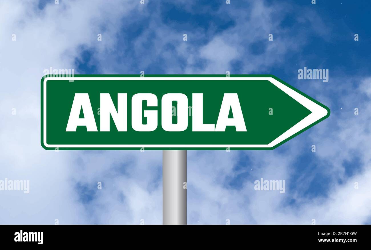 Angola road sign on sky background Stock Photo - Alamy