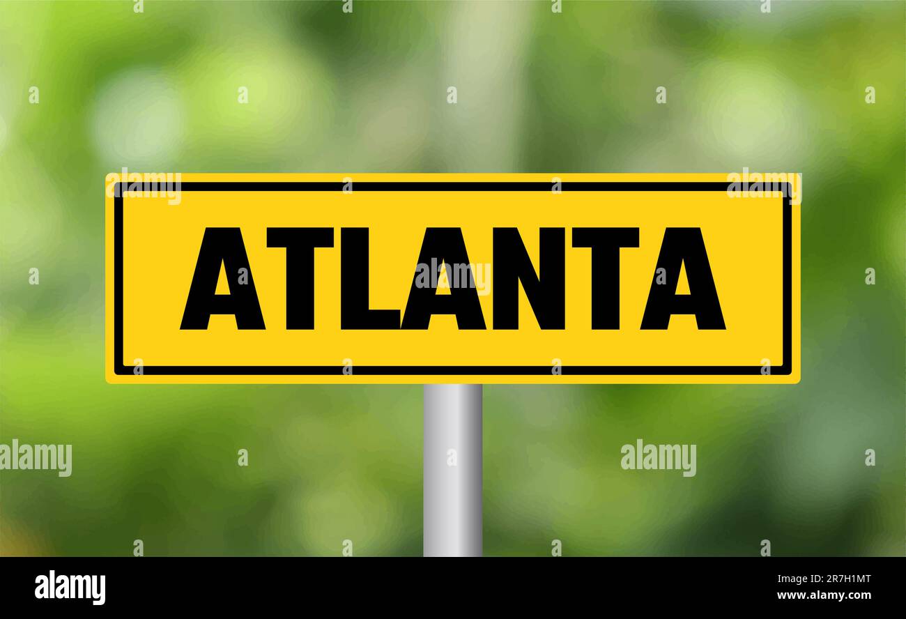 Atlanta road sign on blur background Stock Photo - Alamy
