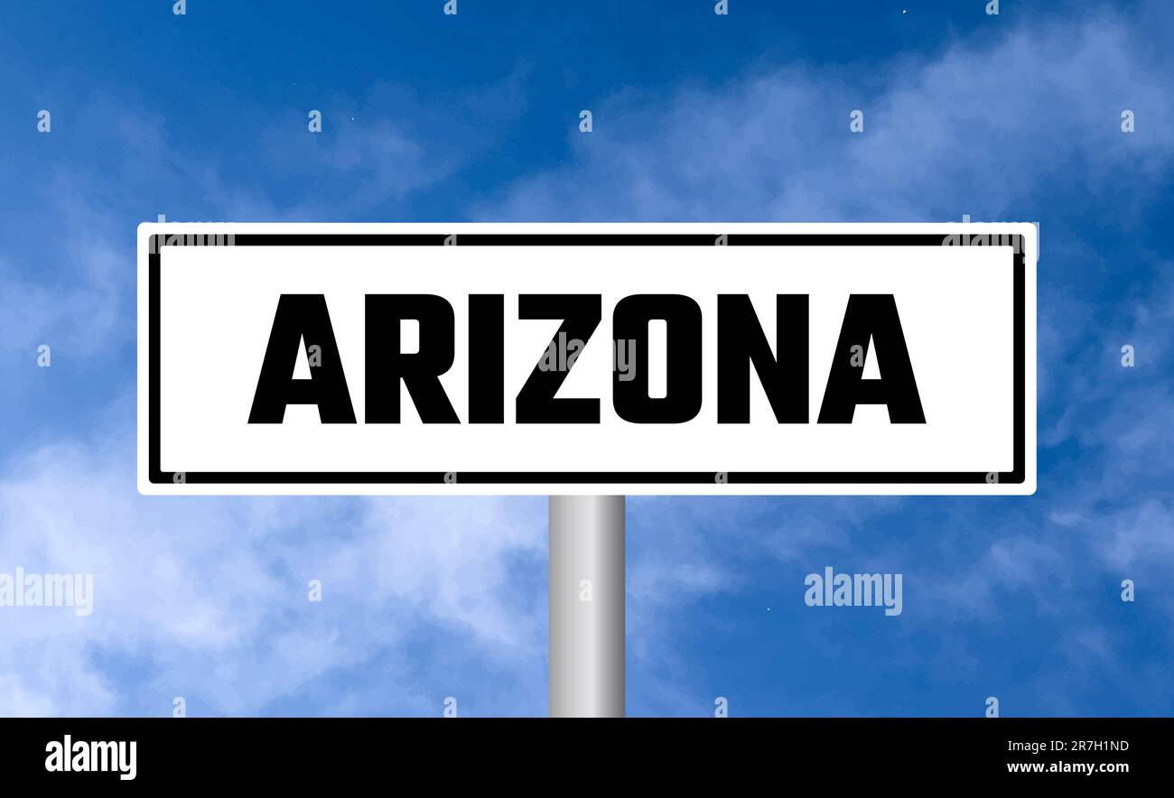Arizona road sign on sky background Stock Photo - Alamy