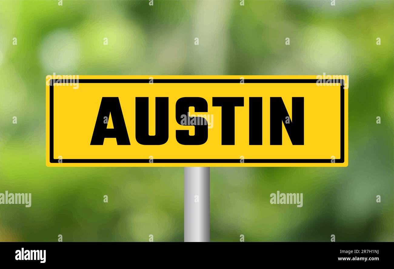 Austin road sign on blur background Stock Photo - Alamy