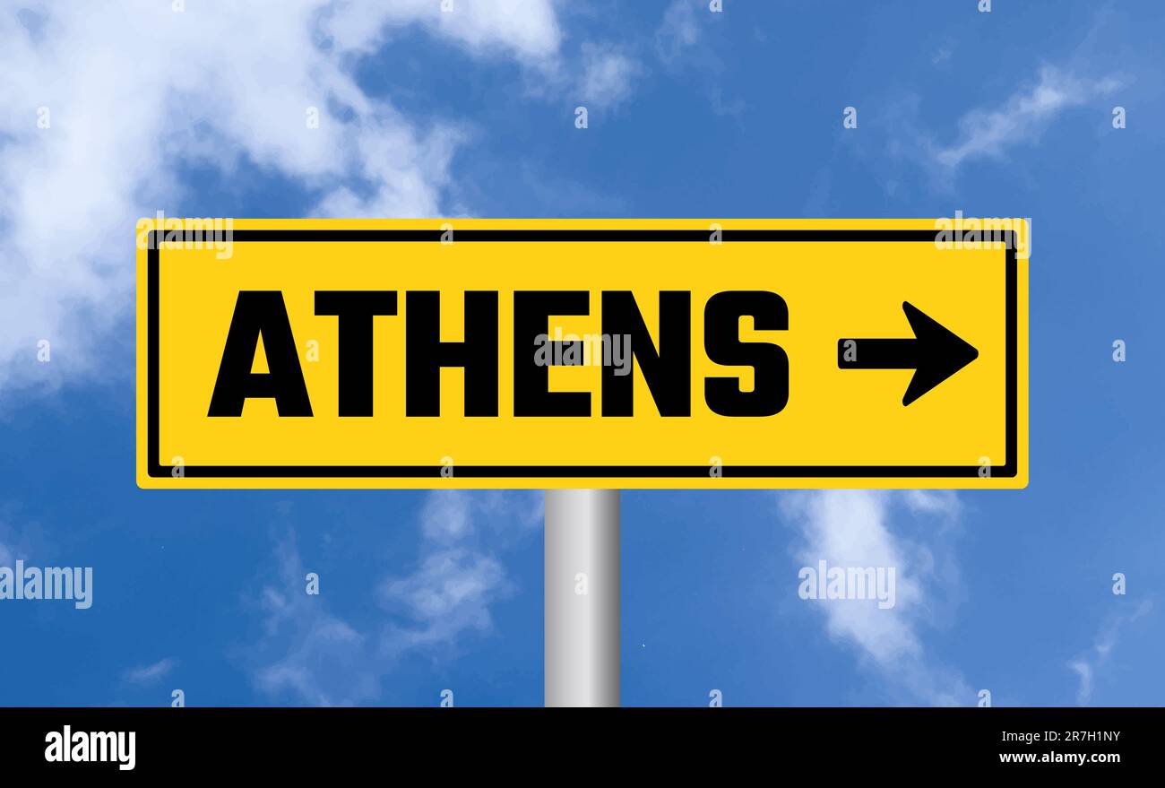 Athens road sign hi-res stock photography and images - Alamy