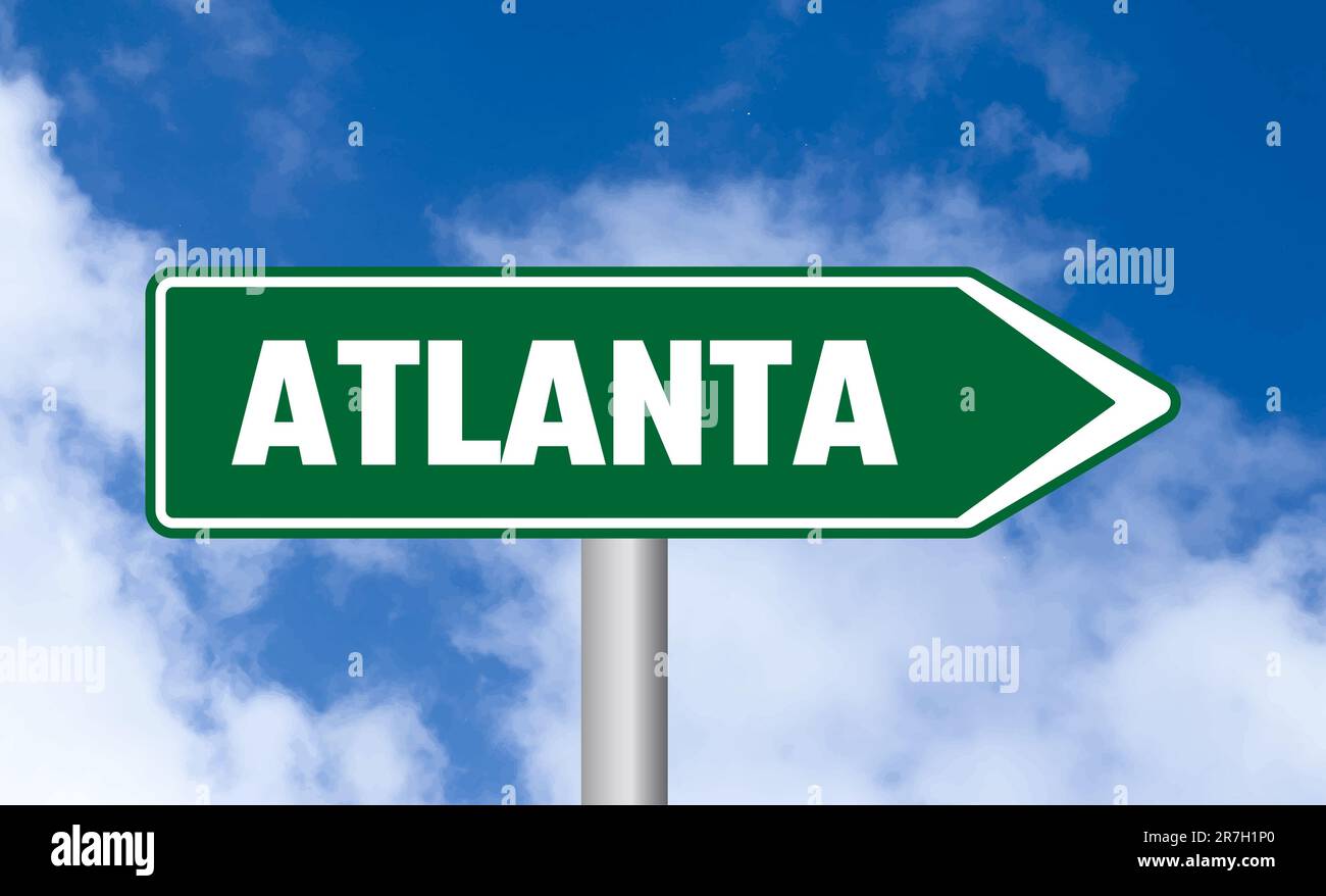 Atlanta road sign on sky background Stock Photo - Alamy