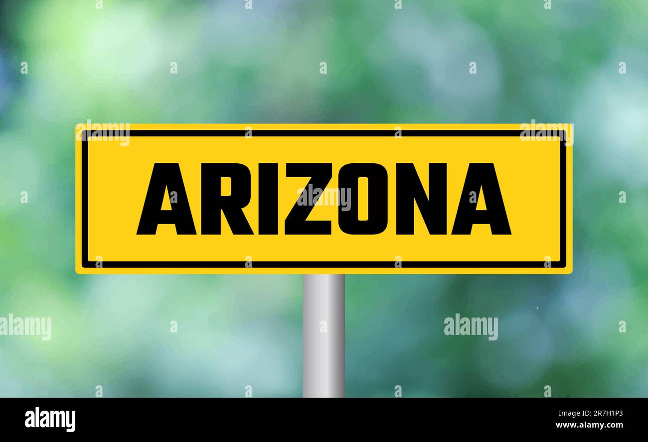 Arizona road sign on blur background Stock Photo - Alamy