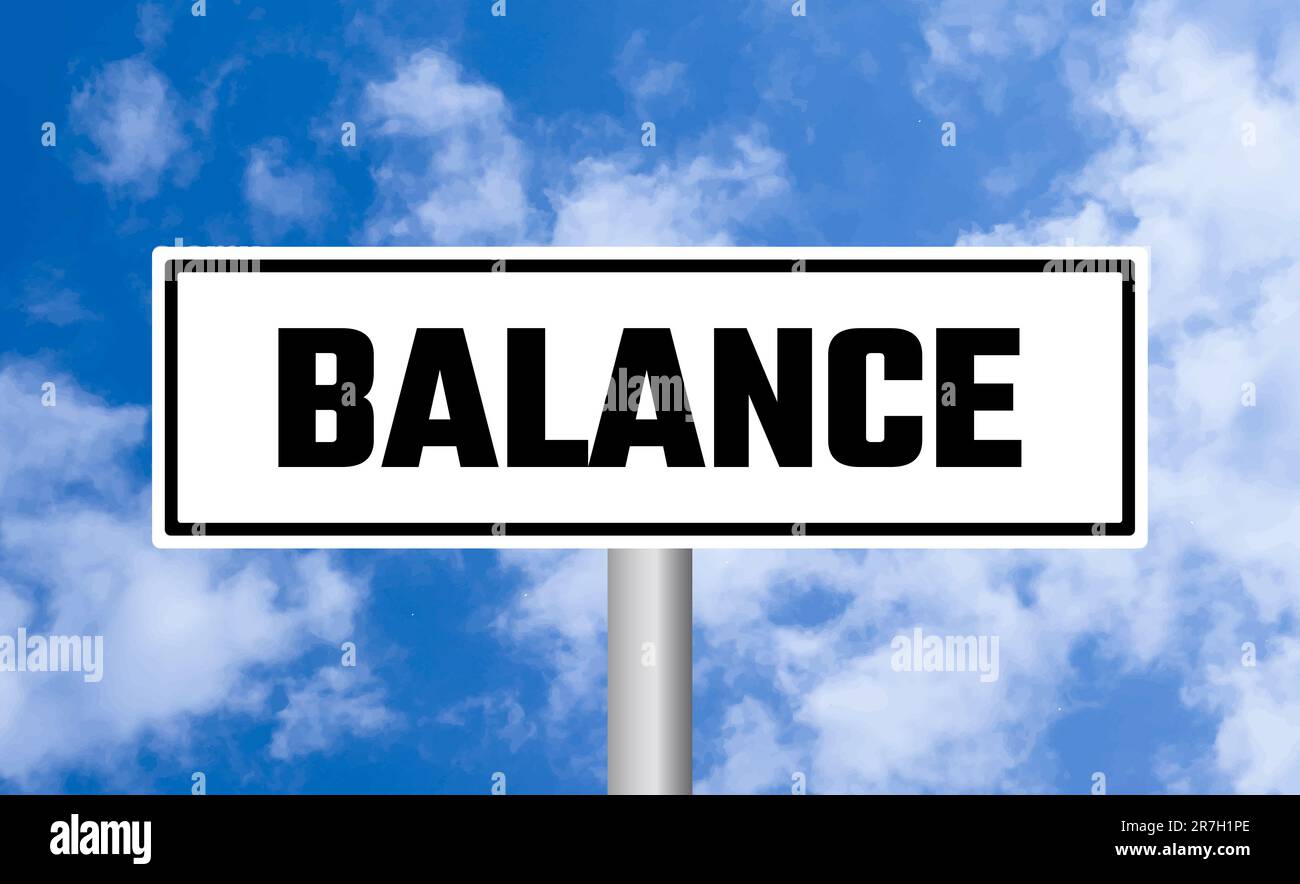 Balance road sign on sky background Stock Photo - Alamy