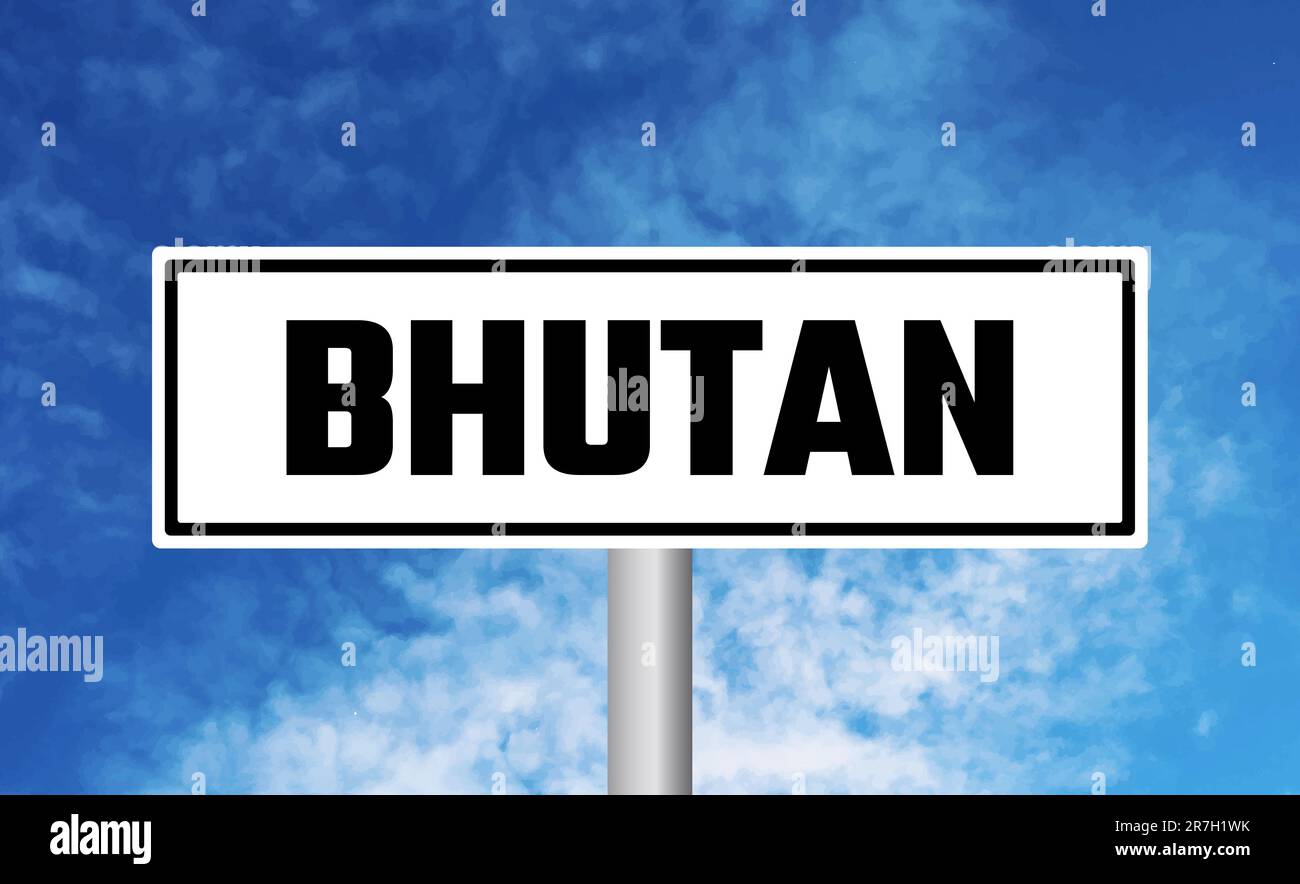 Bhutan road sign on sky background Stock Photo - Alamy
