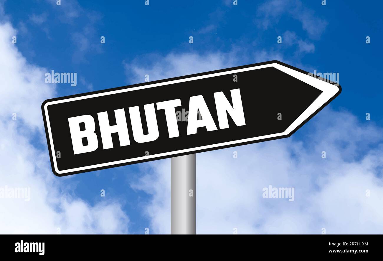 Bhutan road sign on sky background Stock Photo - Alamy
