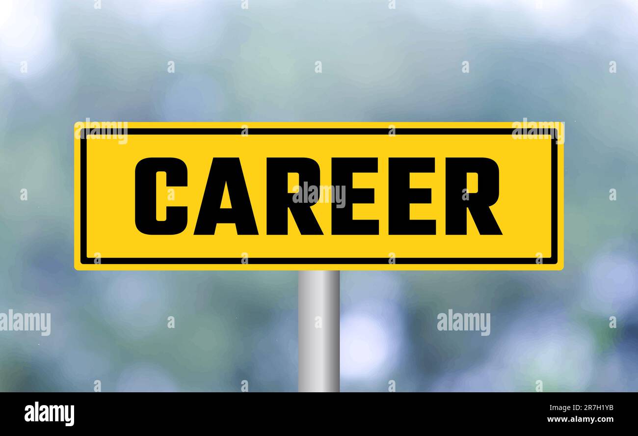 Career road sign on blur background Stock Photo - Alamy